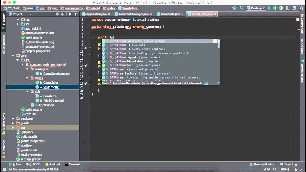 Libgdx Gamestates Creating The Gamestate Class Part 2 Youtube