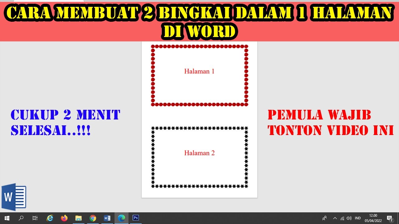 CARA MEMBUAT 2 BINGKAI ATAU BORDER DALAM 1 HALAMAN DI WORD - YouTube