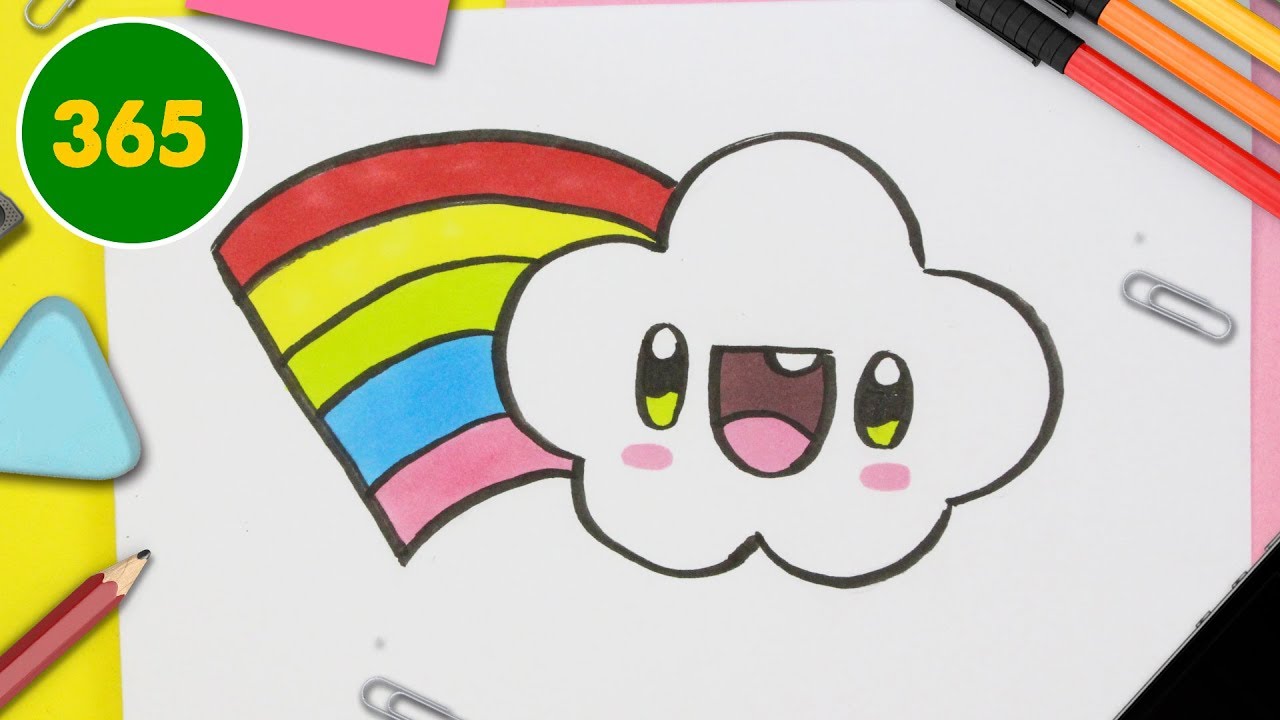 HOW TO DRAW A CUTE rainbow cloud KAWAII - YouTube