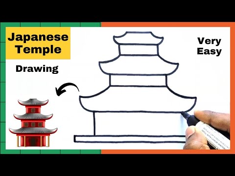 How To Draw A Japanese Temple | Japanese Temple Drawing Very Easy ...