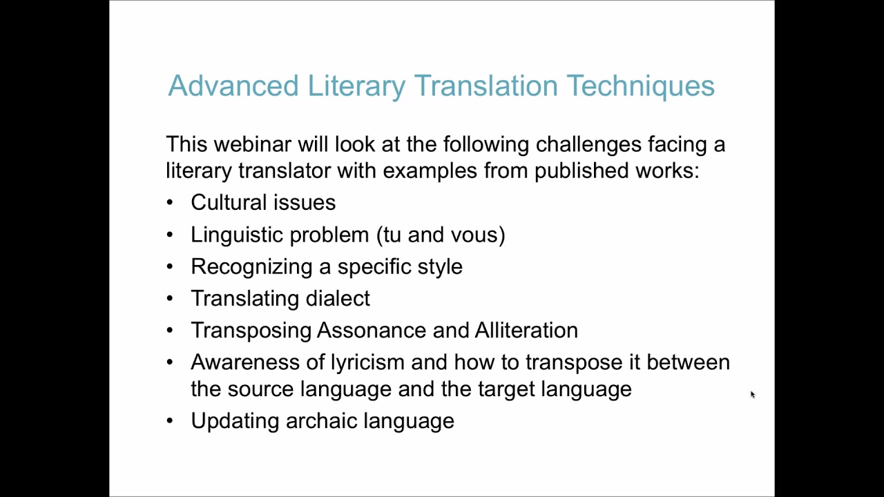 Advanced Literary Translation Techniques - YouTube