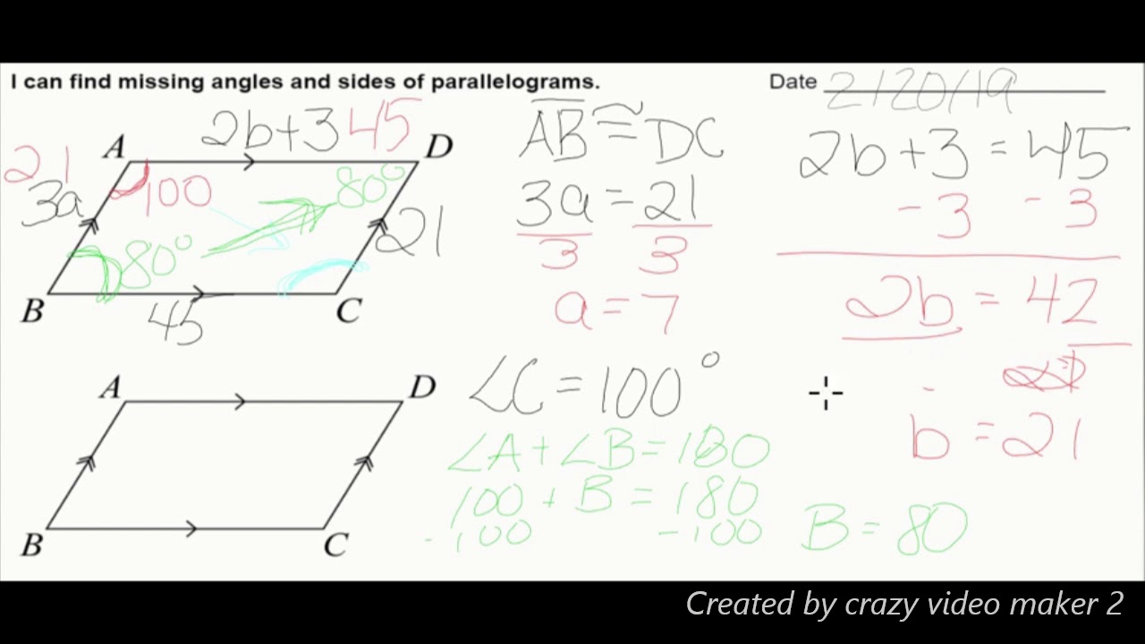 Finding Parallelogram Angles and Sides - YouTube