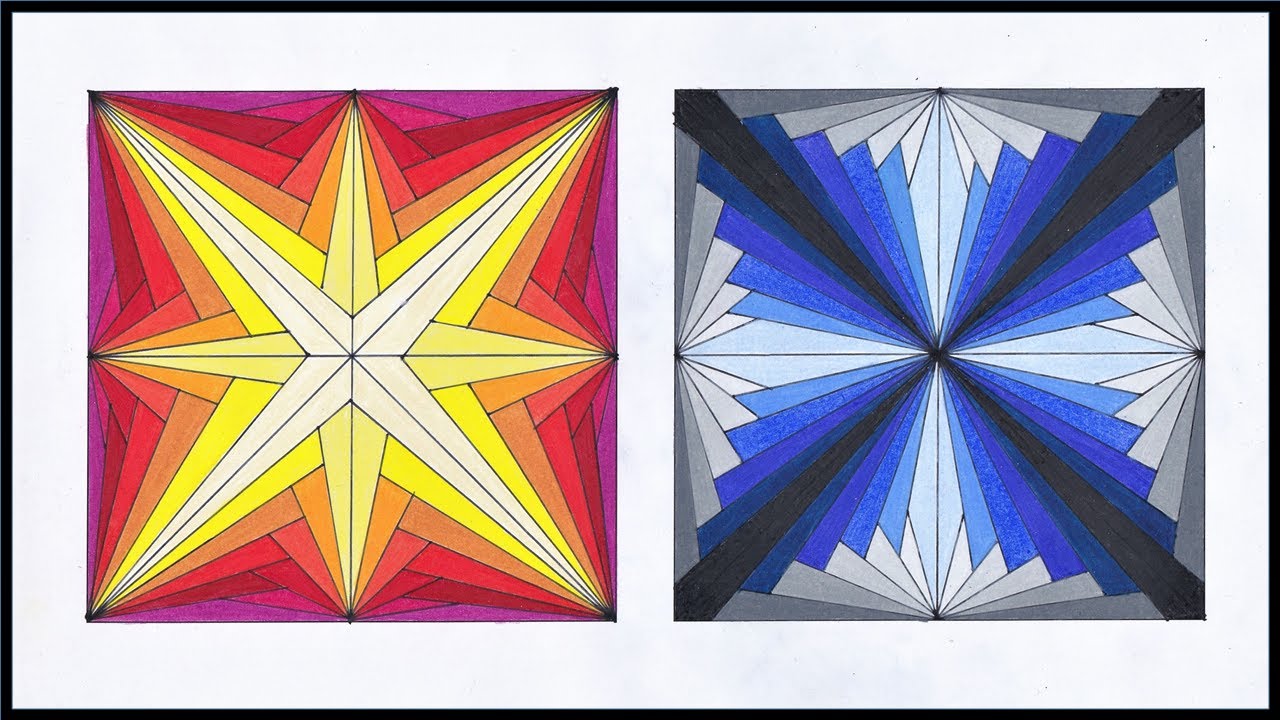 젠탱글 패턴 6 / Zentangle 기초패턴 그리기, 프리즈마 색연필로 채색하기 coloring with prisma ...