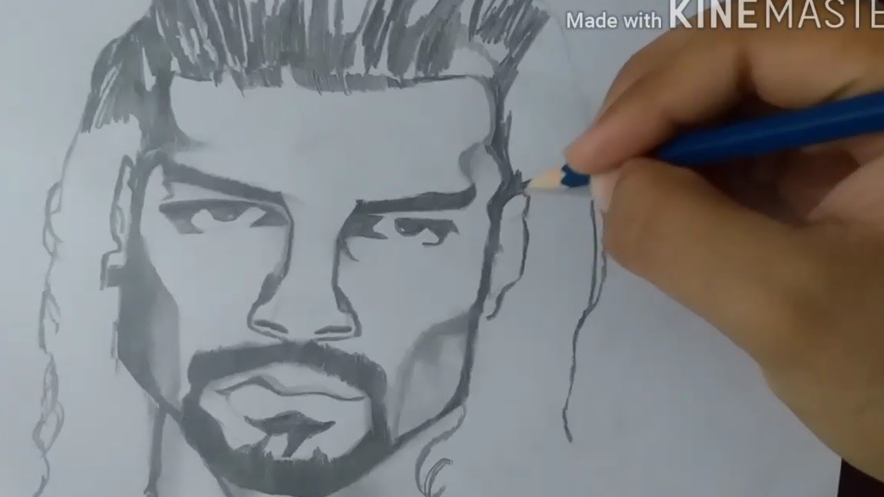 How to draw Roman Reigns sketch step by step - YouTube