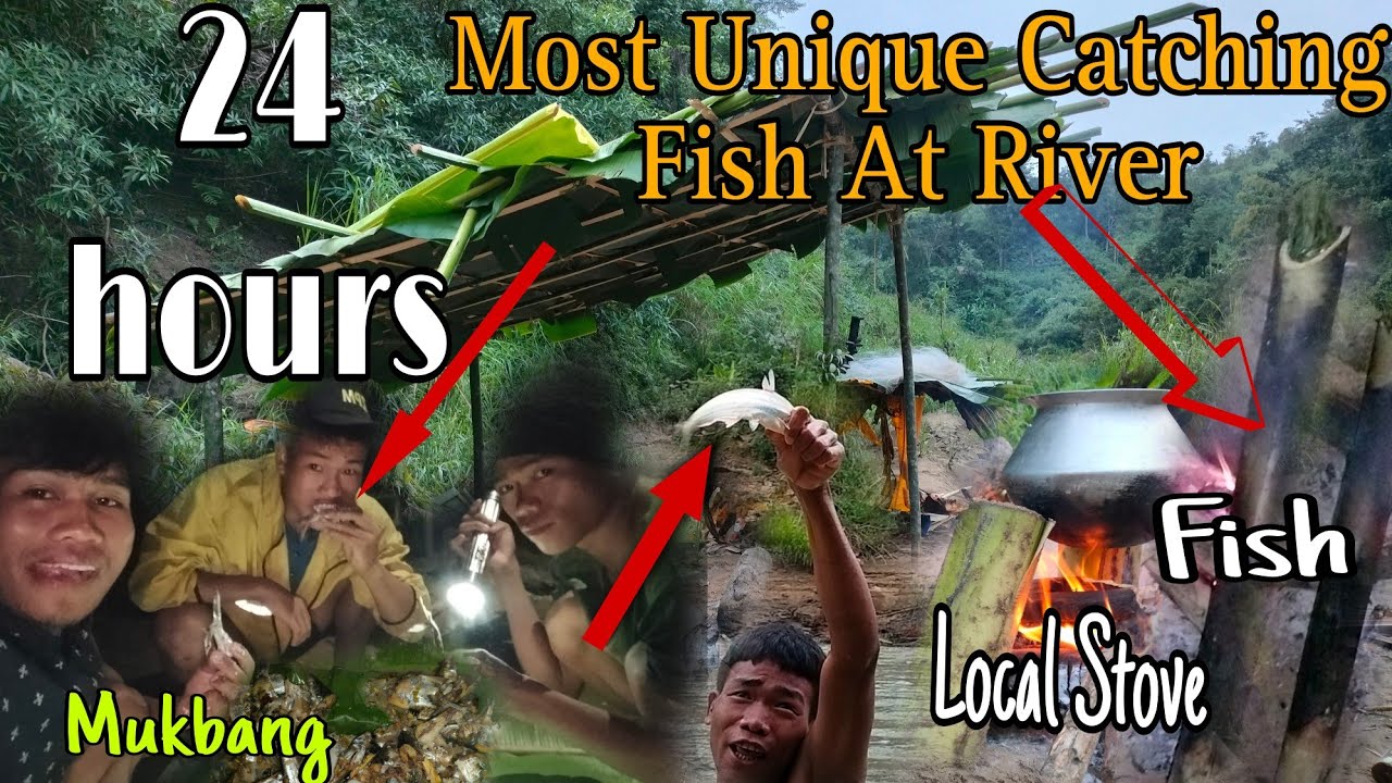Most Unique Catching Fish In River | Chicken Recipe At Home | 24 Hours ...
