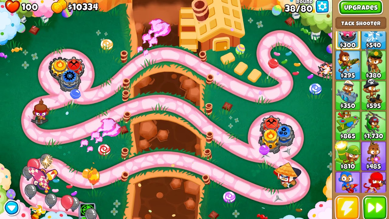 Bloons TD6 Harlegwen Gwendolin skin and Candy Falls Map showcase - YouTube