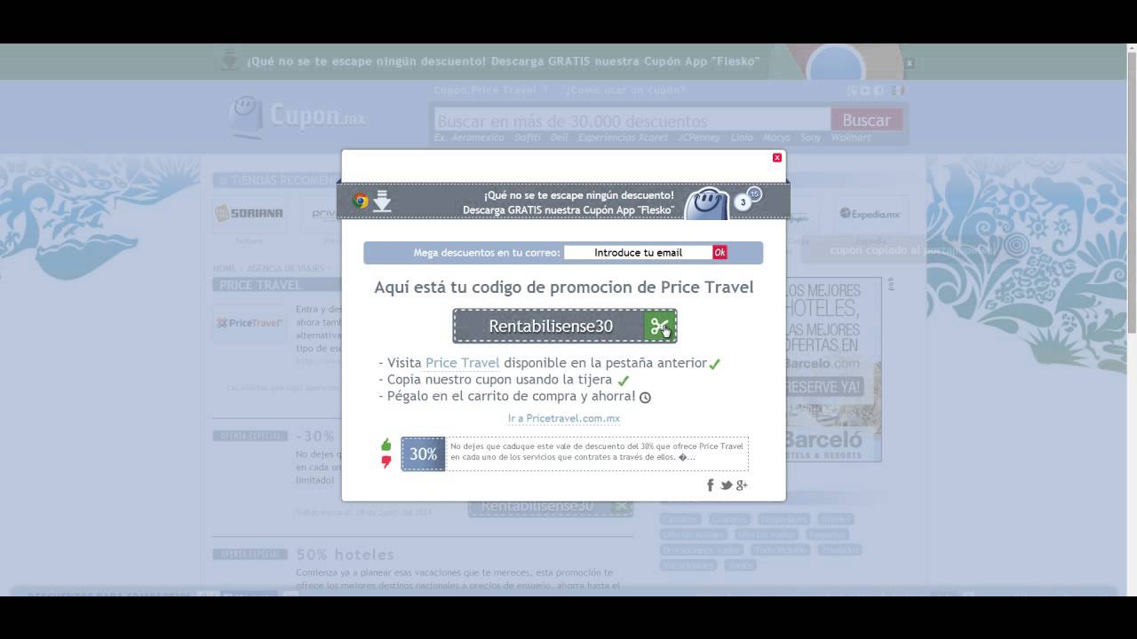 Como usar un Codigo de promocion Price Travel - YouTube