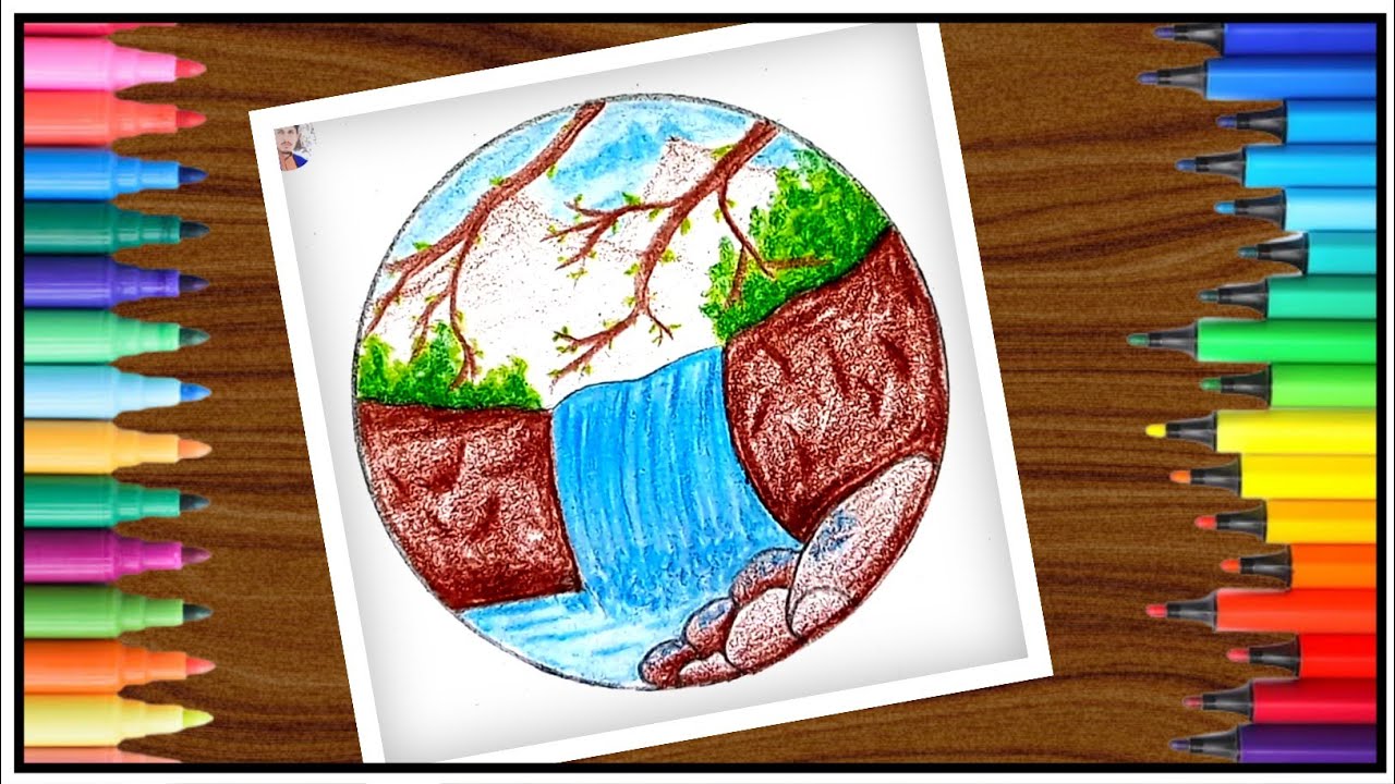 Step by Step Waterfall Landscape Painting for Beginners | Very Easy ...