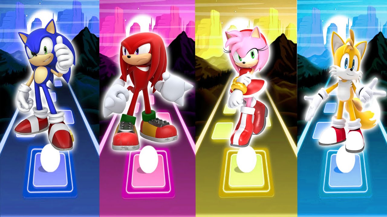 Sonic vs Knuckles vs Amy Rose vs Tails | Tiles Hop - YouTube