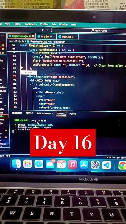 Day 16 My Full stack Web developer Journey #codingmotivation #gamerfleet #macbookair #reactjs# ...