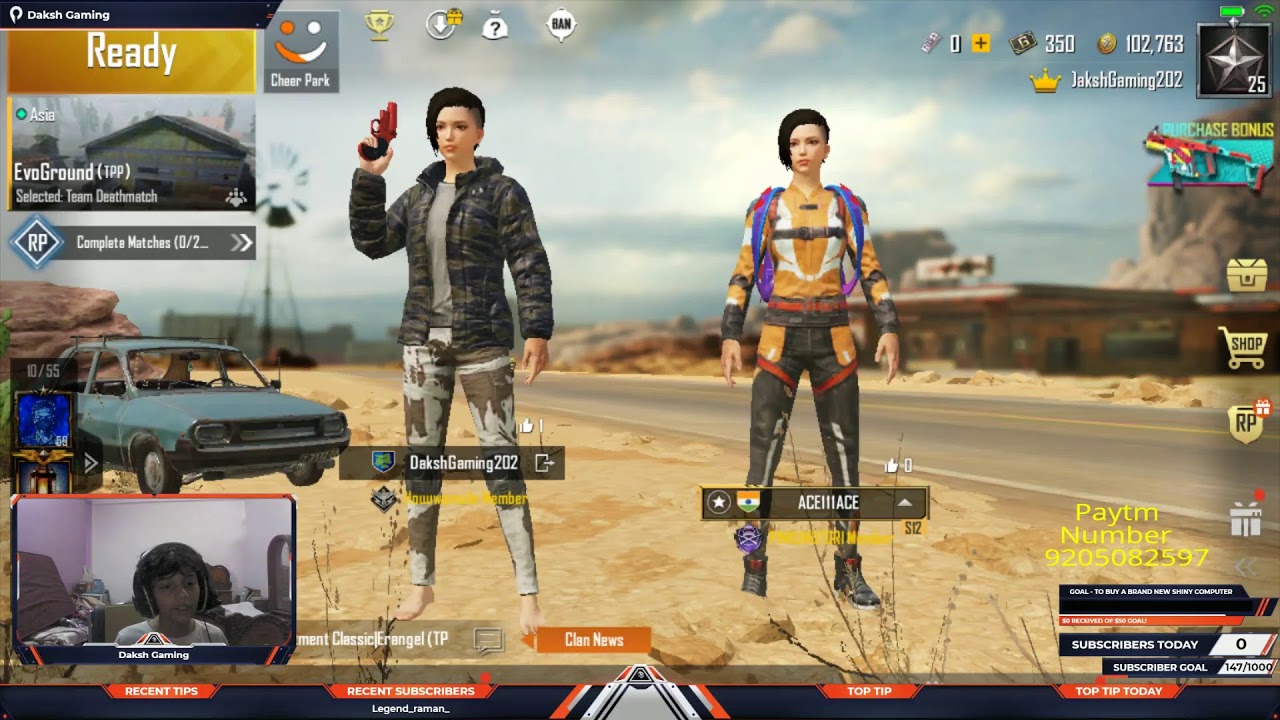 Daksh Gaming live is Pubg Mobile - YouTube