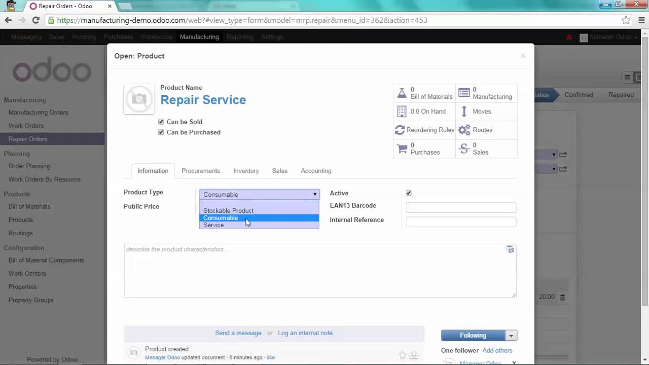 MRP - Repair Products and Issue Invoices in Odoo - YouTube