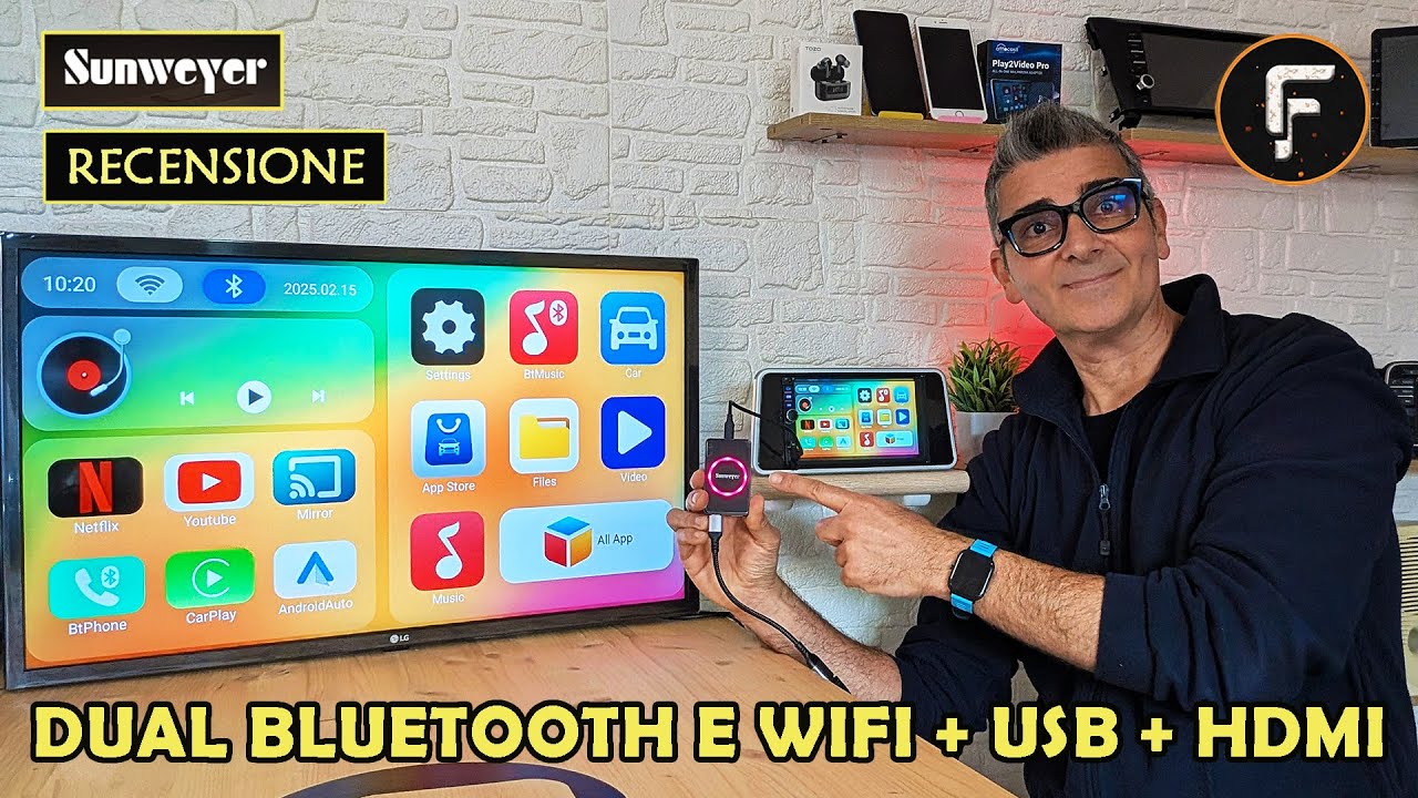 Sunweyer SW12 Lite AI Box 3 in 1 per AA & CarPlay + Netflix, YouTube ...