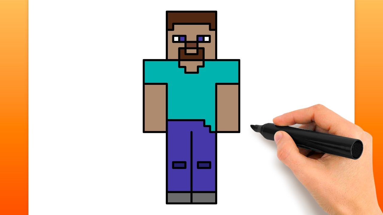 Minecraft からスティーブを描く方法 (簡単な描画チュートリアル) - YouTube