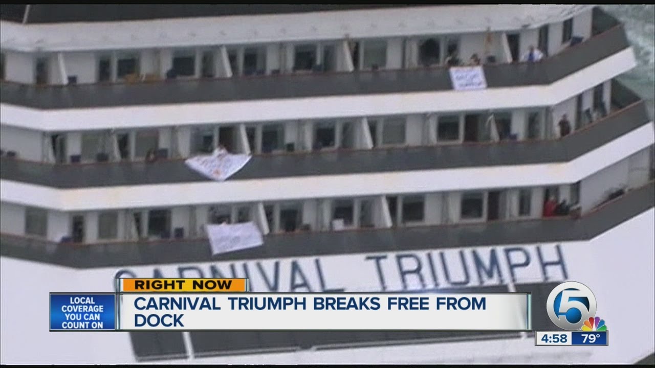 Carnival Triumph breaks free from dock - YouTube