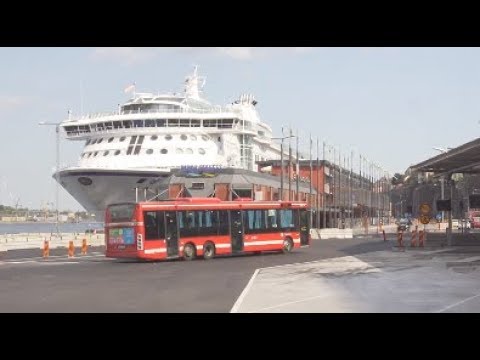 Sweden, Stockholm, ride with bus 443 from Slussen to Londonviadukten ...