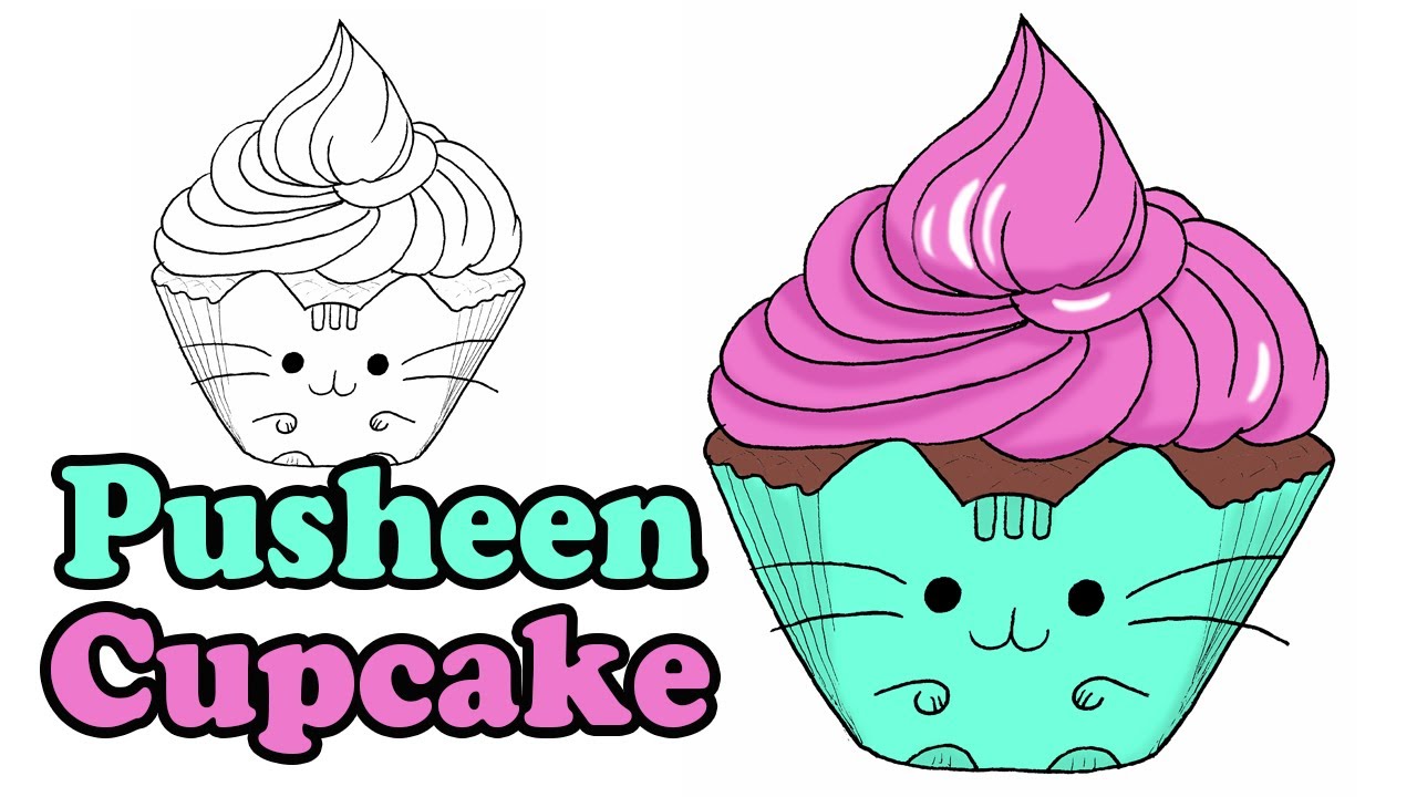 How to draw 🧁 Pusheen Cat Cupcake 🧁 Easy drawing tutorial - YouTube