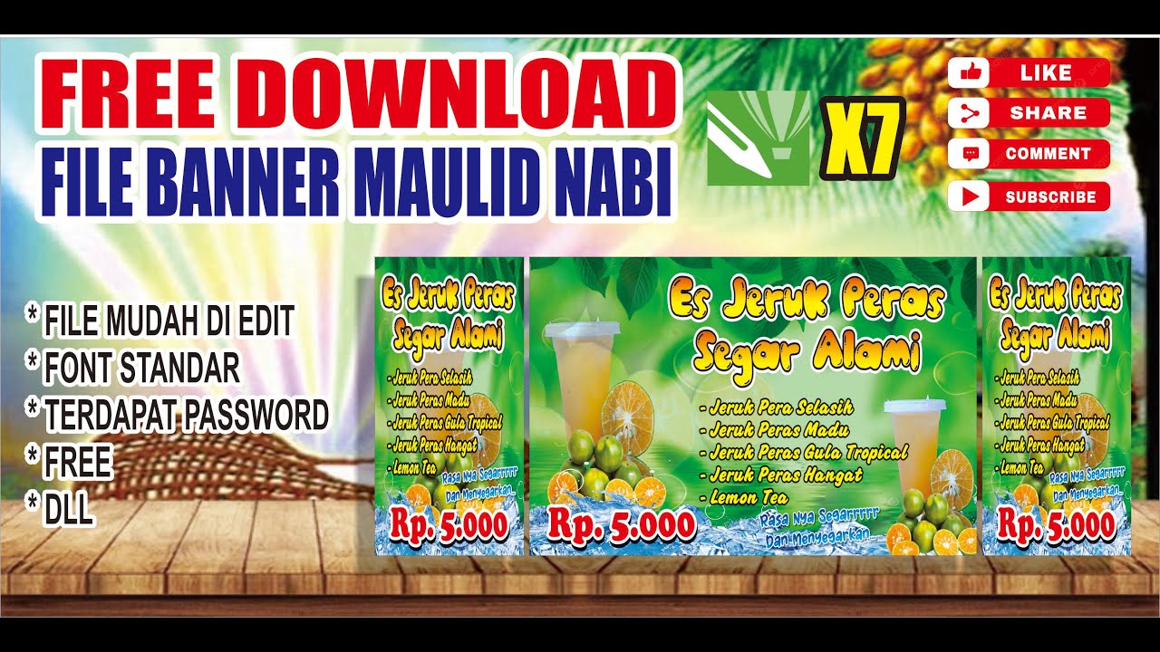 CARA MUDAH MEMBUAT BANNER FREE CDR BANNER ES JERUK PERAS - YouTube
