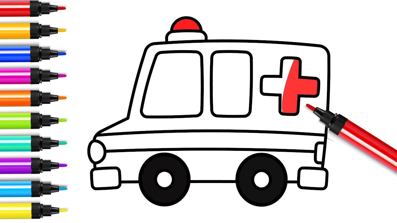 Easy Drawing an Ambulance Step By Step | BittyBrush For Kids - YouTube