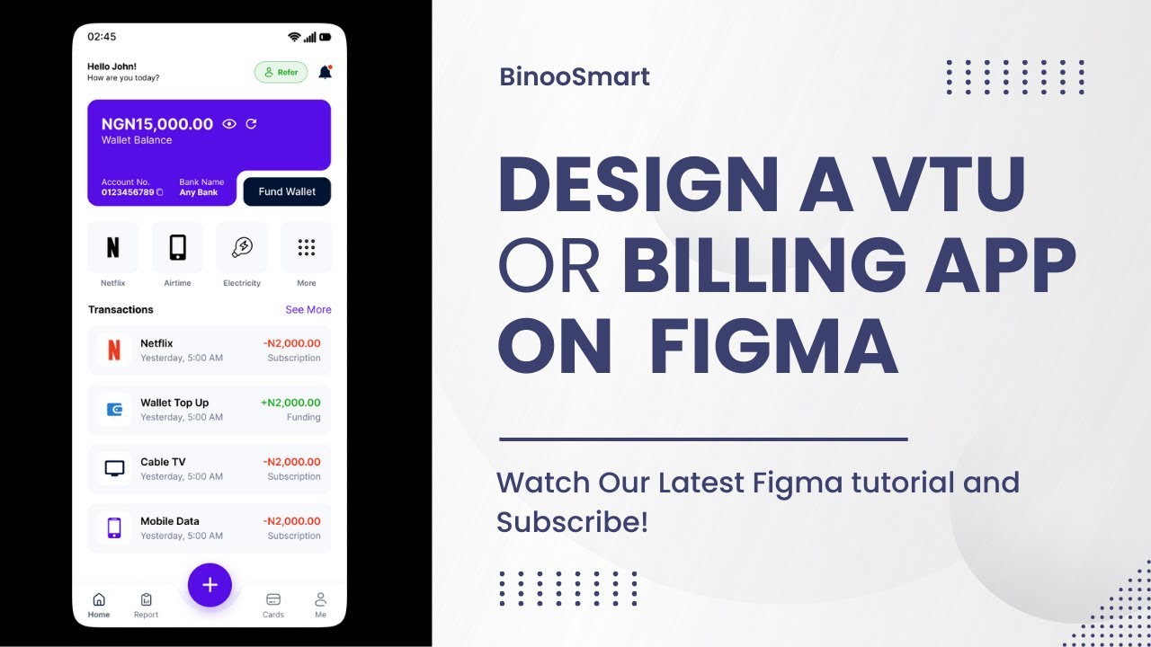 Figma Tutorial: Let's Design a Billing or VTU App on Figma - YouTube