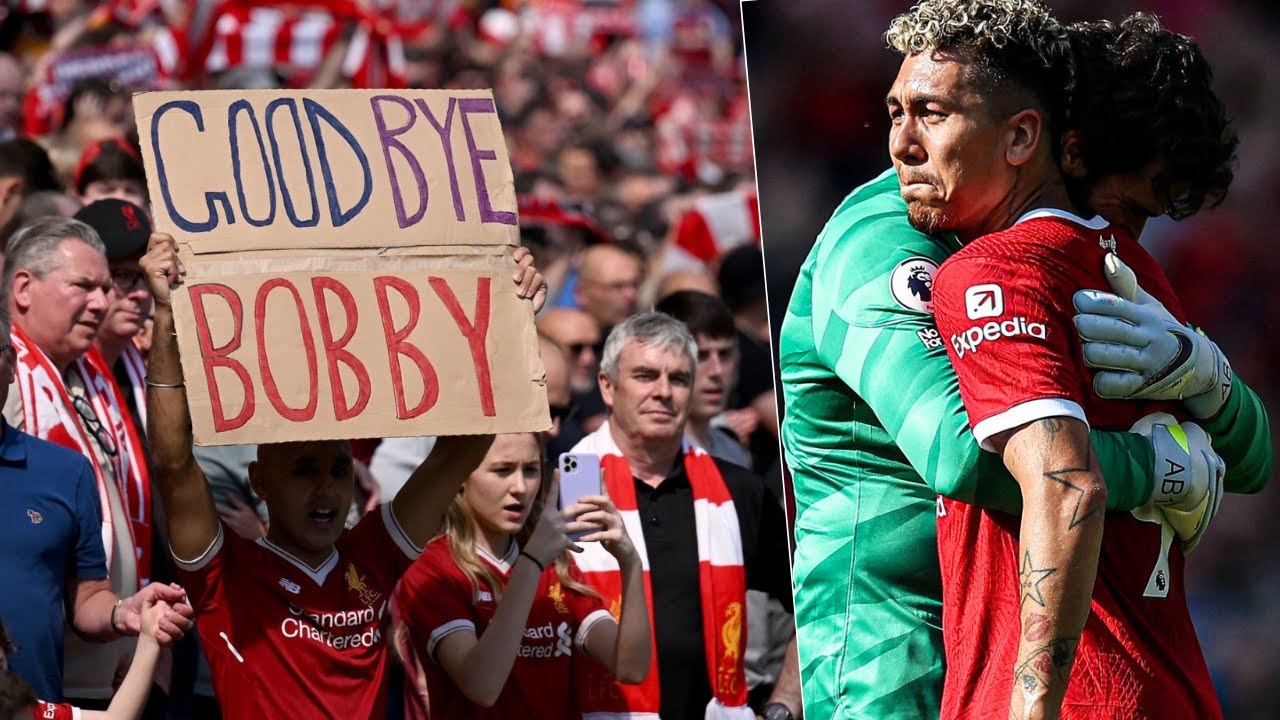 Roberto Firmino Emotional Farewell From Liverpool Players & Fans - YouTube