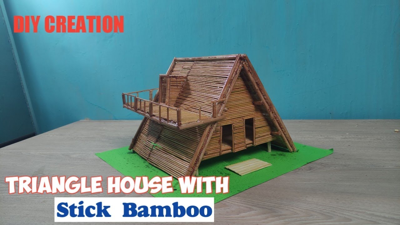 How To Make miniature triangle house A Frame With Stick Bamboo || Easy ...