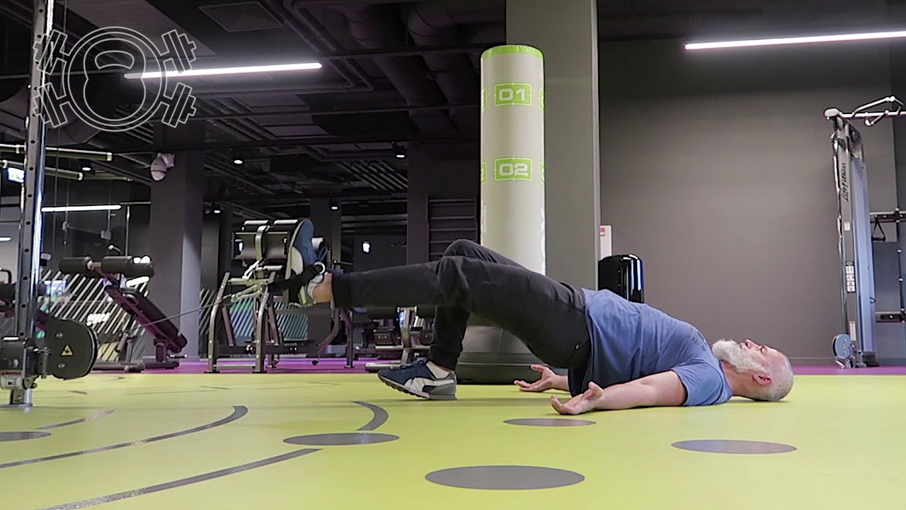Cable Supine Single Leg Hip Bridge Knee Tuck - YouTube