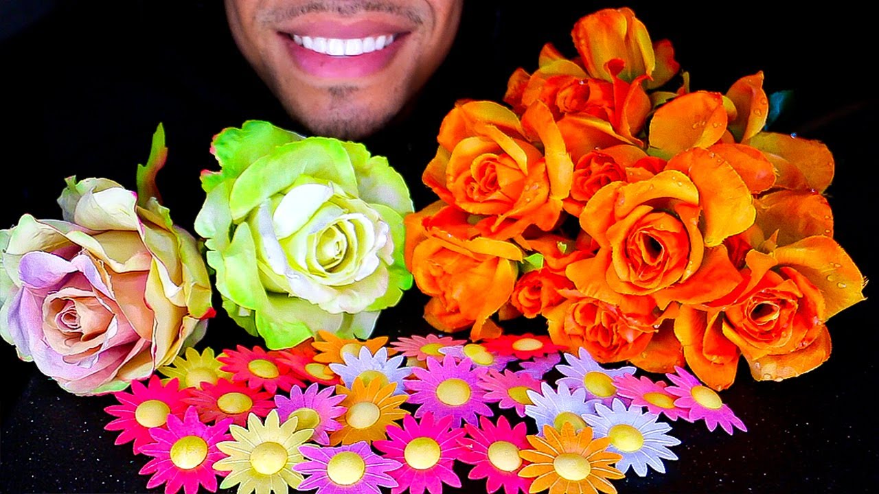 ASMR EDIBLE MOTHER'S DAY FLOWERS MUKBANG EATING ROSES SOUNDS NO TALKING ...