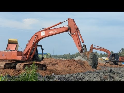 Excavator Hitachi, Grader, Loader, Roller, Damtruck, Truck Pasir - YouTube