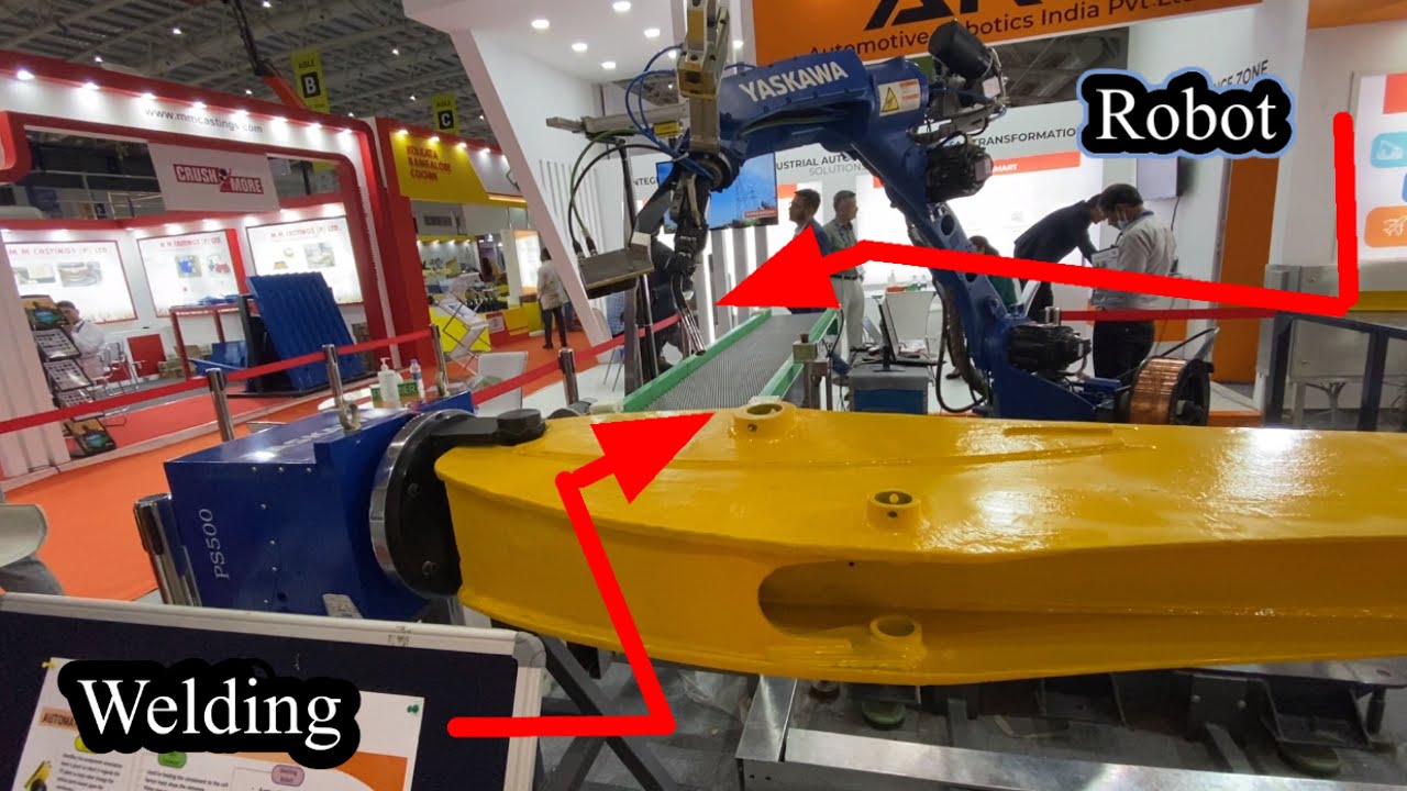 How to weld boom and dipper through robot backhoe loader - YouTube