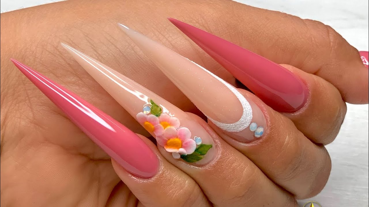 Punta stiletto pasó a paso + 3D y esmaltado - YouTube