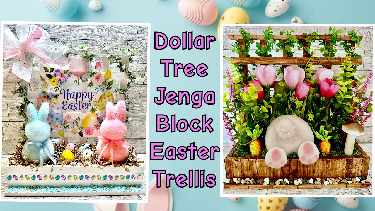 Dollar Tree 🌳 Jenga Block Easter Trellis - YouTube