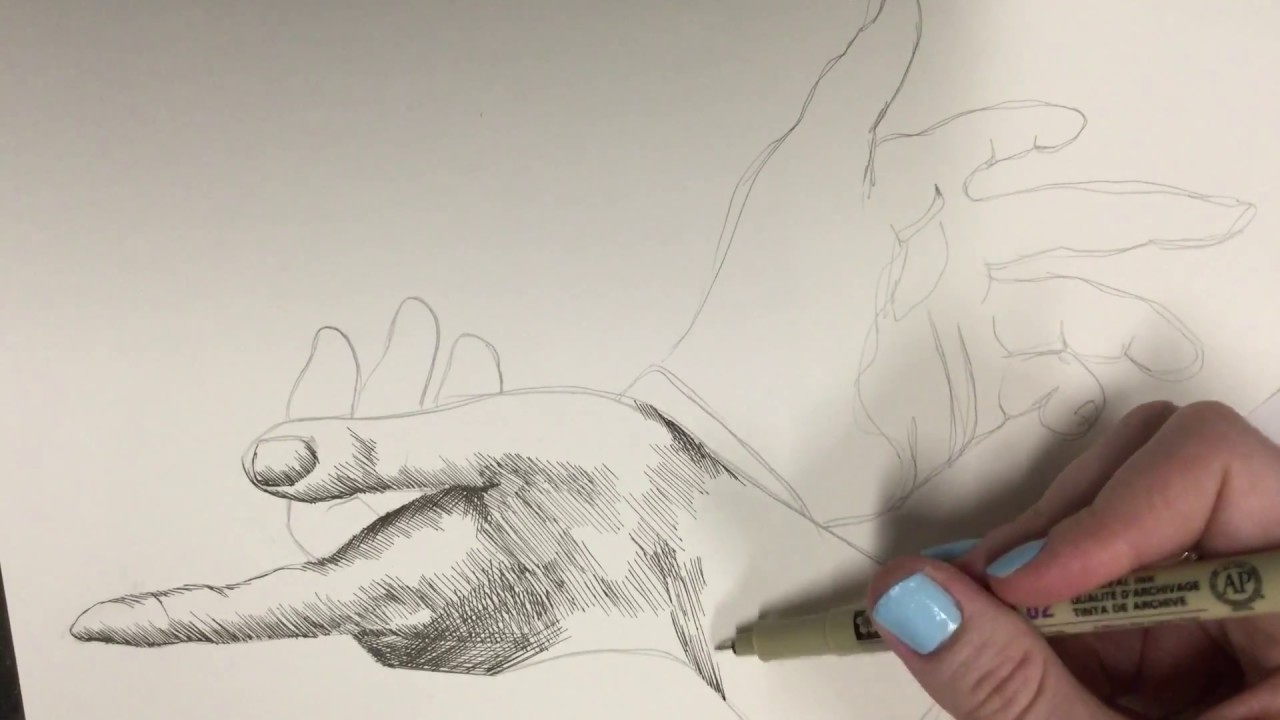 Cross-Hatching a Still-Life of Your Hand - YouTube