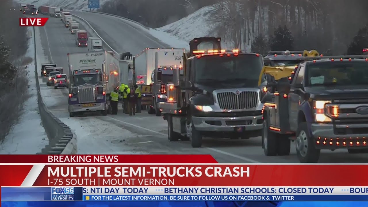 Multiple semis crash along I-75 near Mount Vernon - YouTube