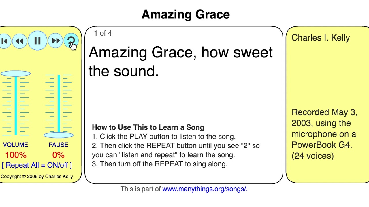Amazing Grace (Learn a Song - Flash Player) - YouTube