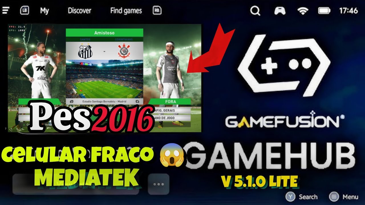 PES 2016 PATCH 25/26 🔥 Rodando em CELULARES FRACOS | GameHub MediaTek ...