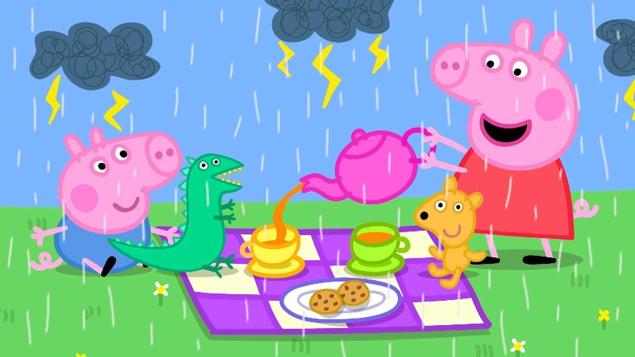 Peppa Pigs Picnic in the Thunderstorm | Cartoons For Kids | Fun ...