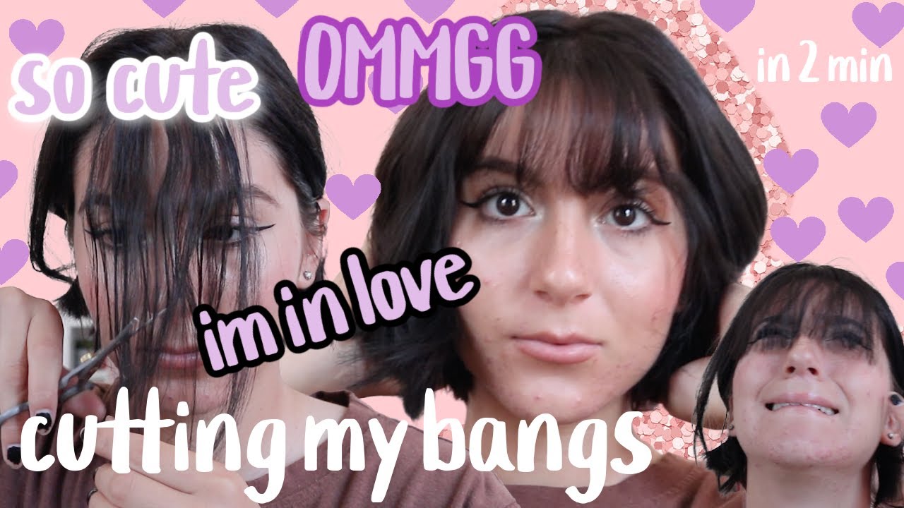 CUTTING MY BANGS AT HOME with me *so cute* (with no experience) - YouTube