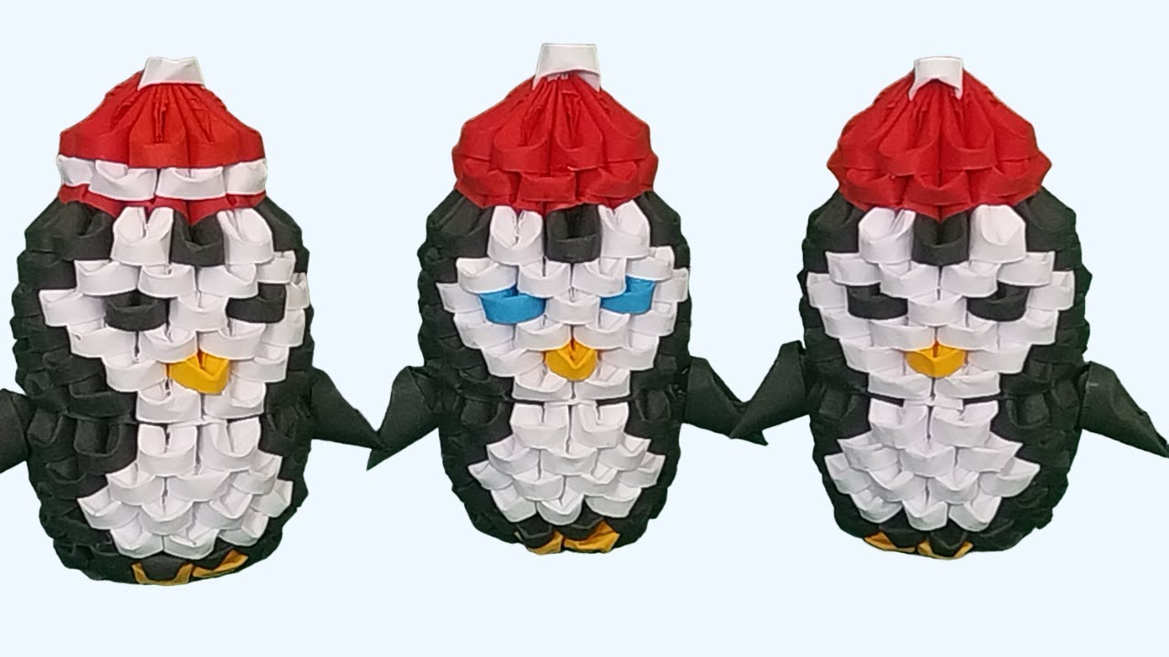 3D Origami Penguin Tutorial || Paper Christmas Model - YouTube