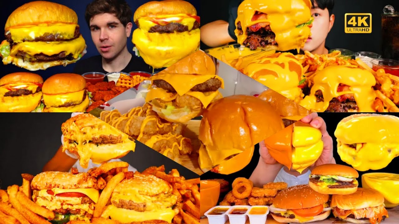 MUKBANG COMPILATION * MOST DELISH CHEESE BURGER EATING SHOW 💯 ...