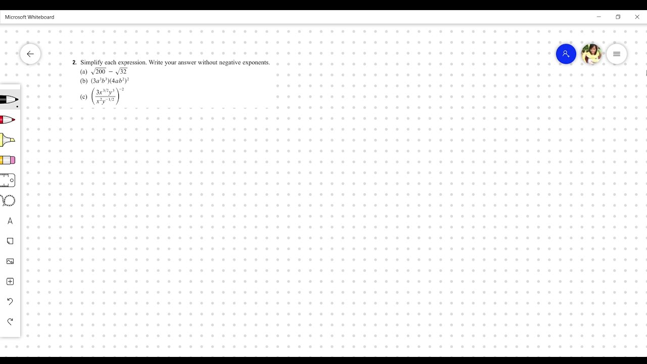 Algebra | Simplify algebraic expressions. Write without negative ...
