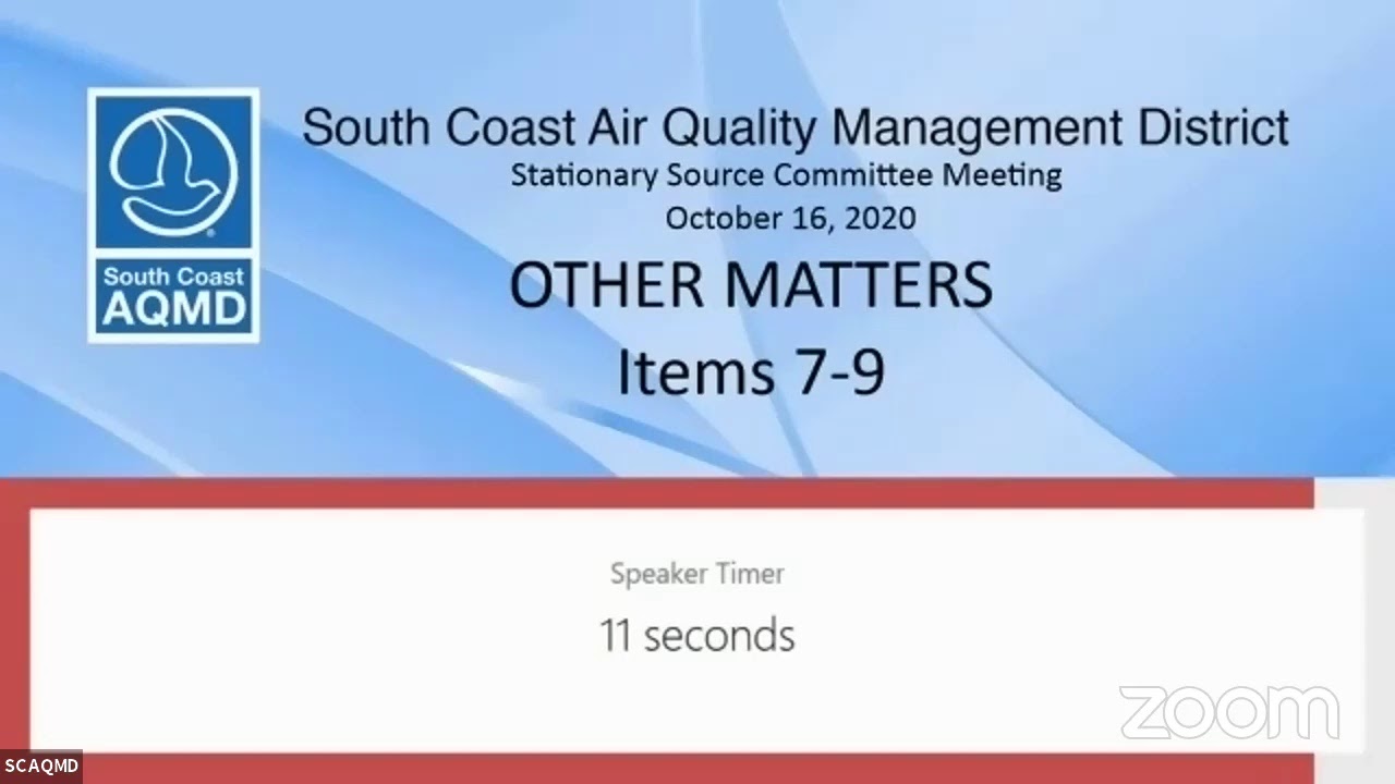 South Coast AQMD Stationary Source Committee Meeting - October 16, 2020 ...