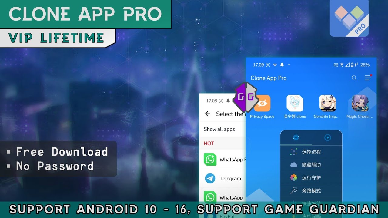 CLONE APP PRO Vip Lifetime Support Android 10-15, Support GG, Full ...