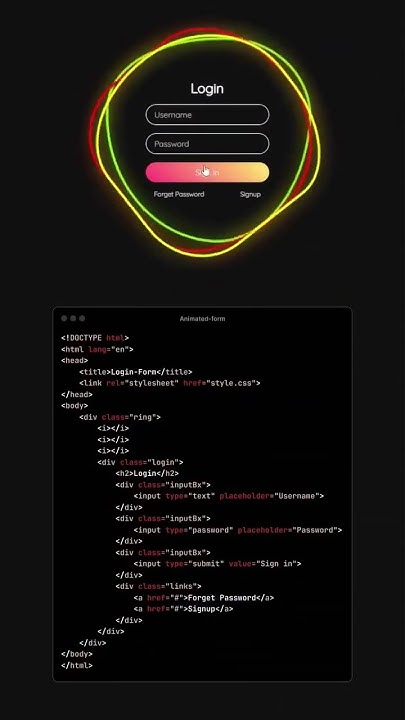 Animation Login Form Html Css Coding tutorials Css - YouTube