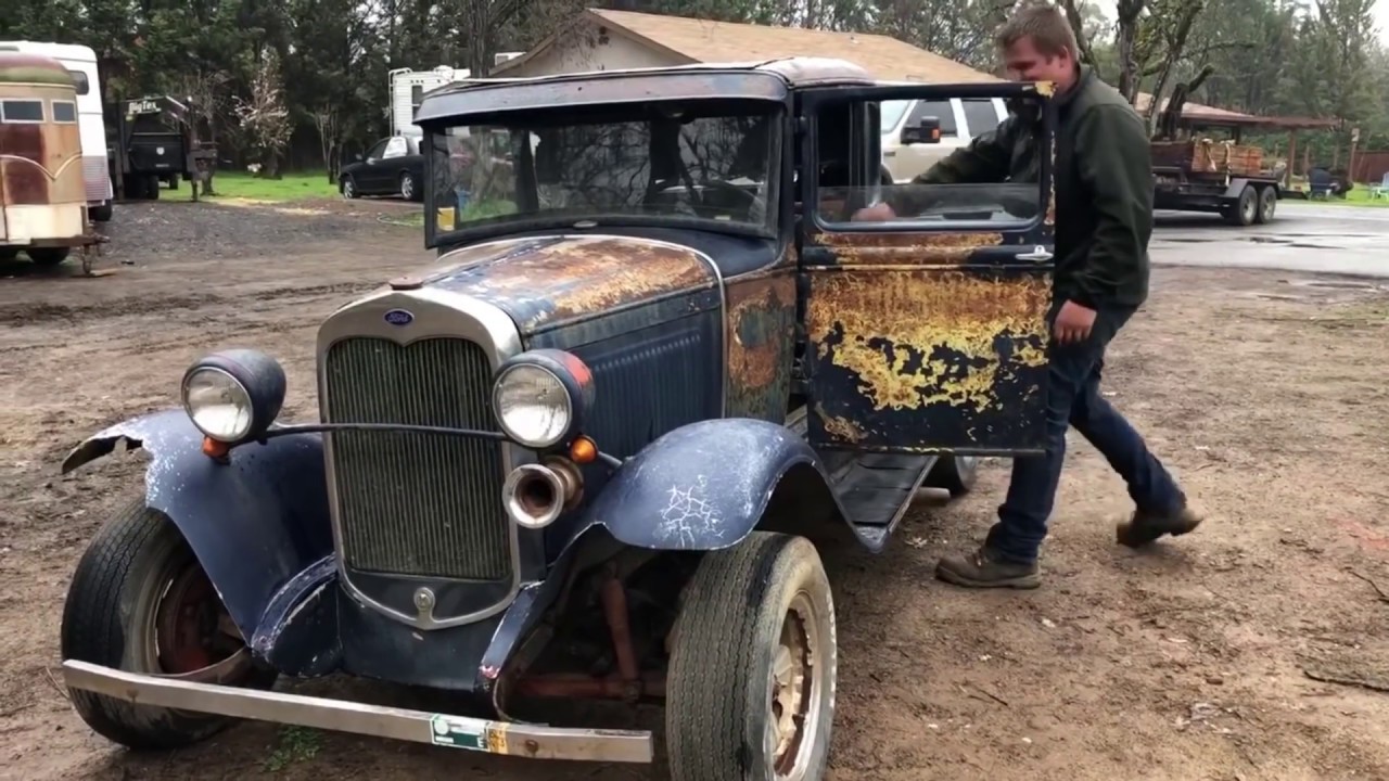 1931 Model A hot rod v8 swap first start 30+years - YouTube