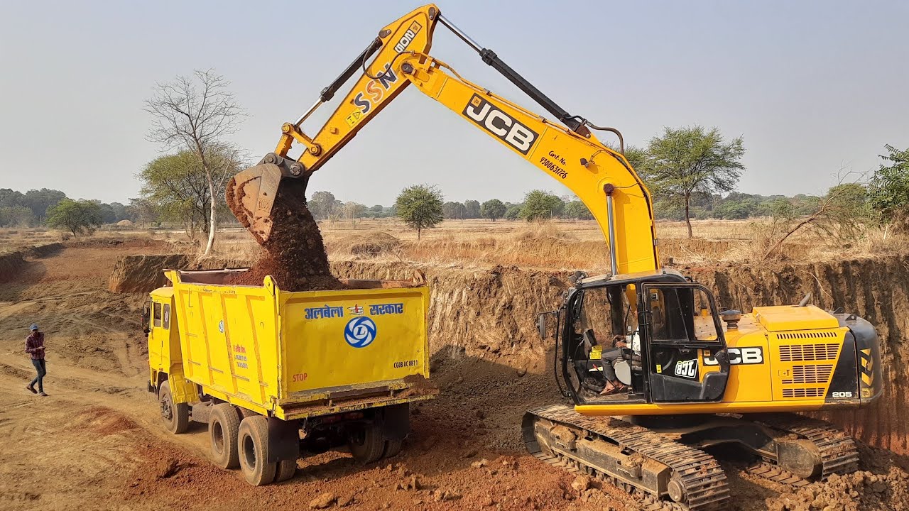 Jcb 205NXT First Time Working on Canal Construction Video Jcb 3dx vs ...