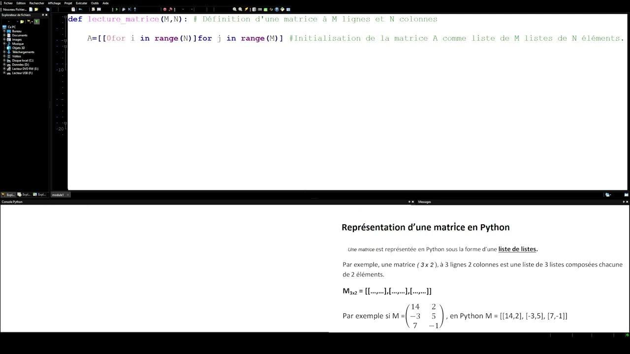 Représenter et lire une matrice en Python - YouTube
