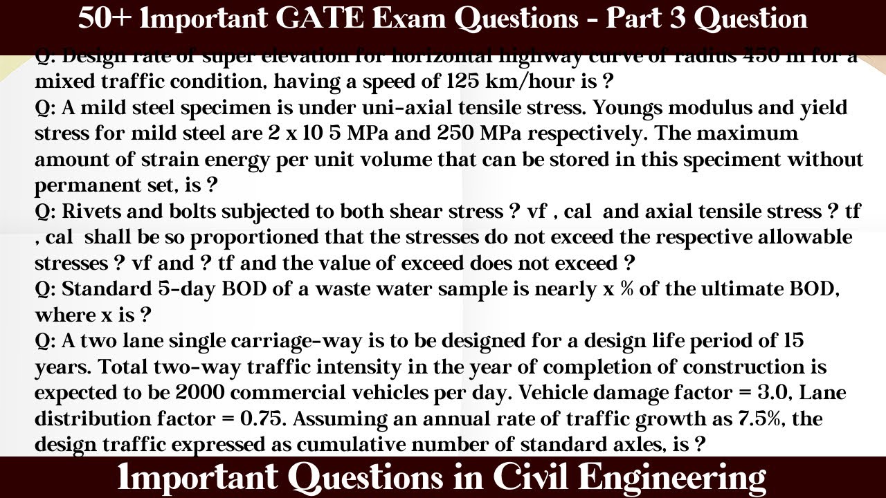 MCQ Questions GATE Exam Questions - Part 3 with Answers - YouTube