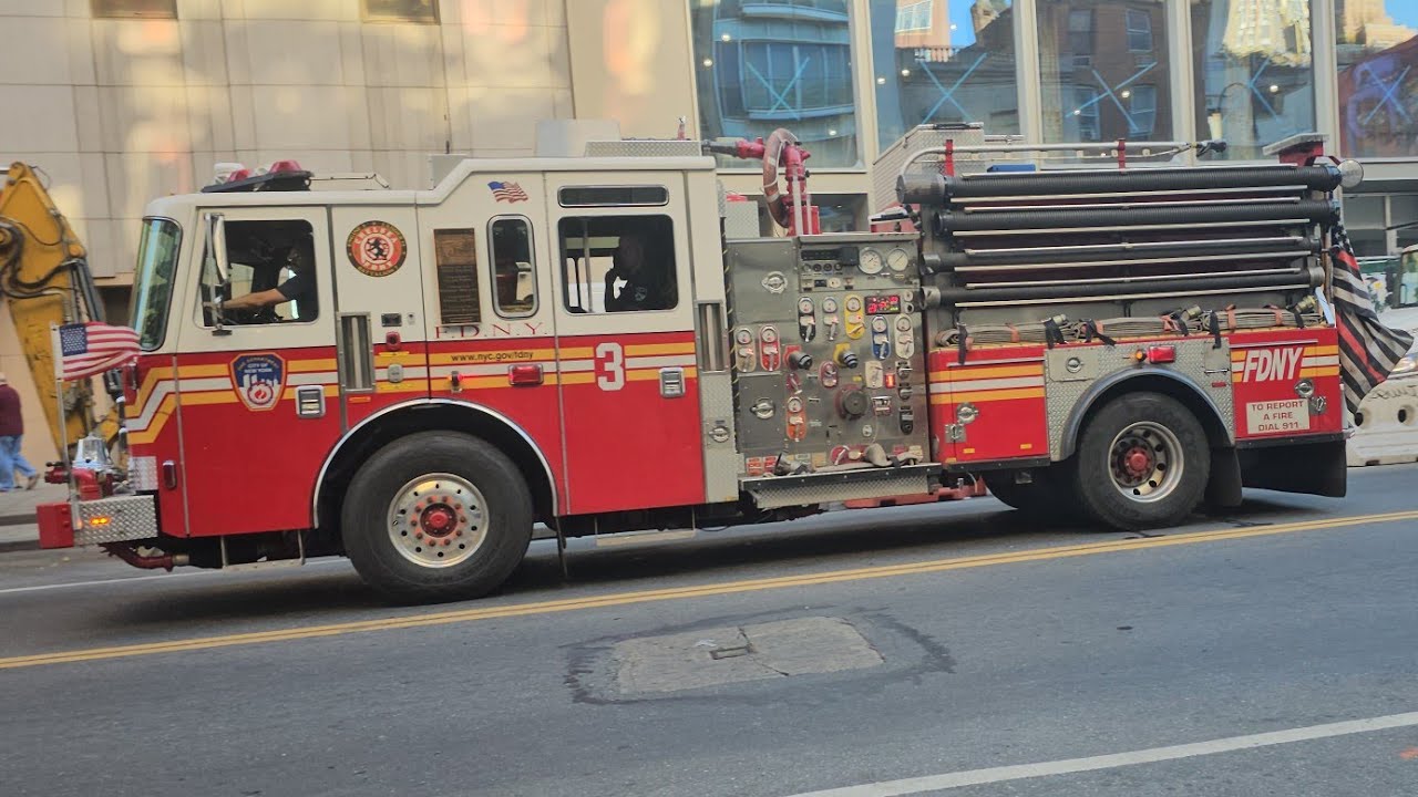 FDNY Engine 3 Passing By On West 23rd Street In The Meat Packing ...