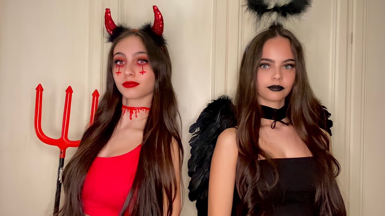 EASY HALLOWEEN MAKE-UP Angelo Nero Vs Diavolo - YouTube